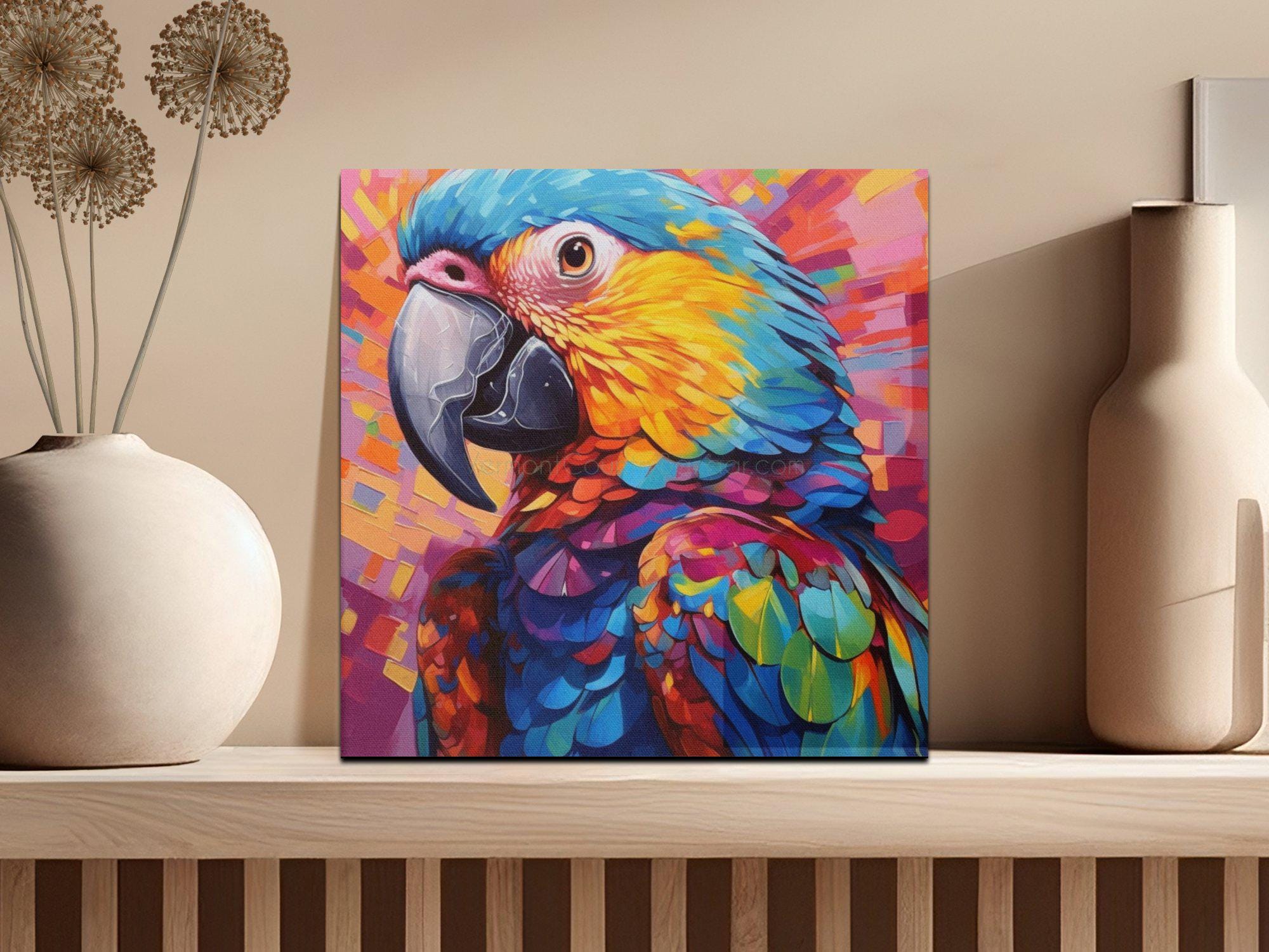 Colorful Parrot Digital Print, Vibrant Bird Art, Modern Wall Decor ...