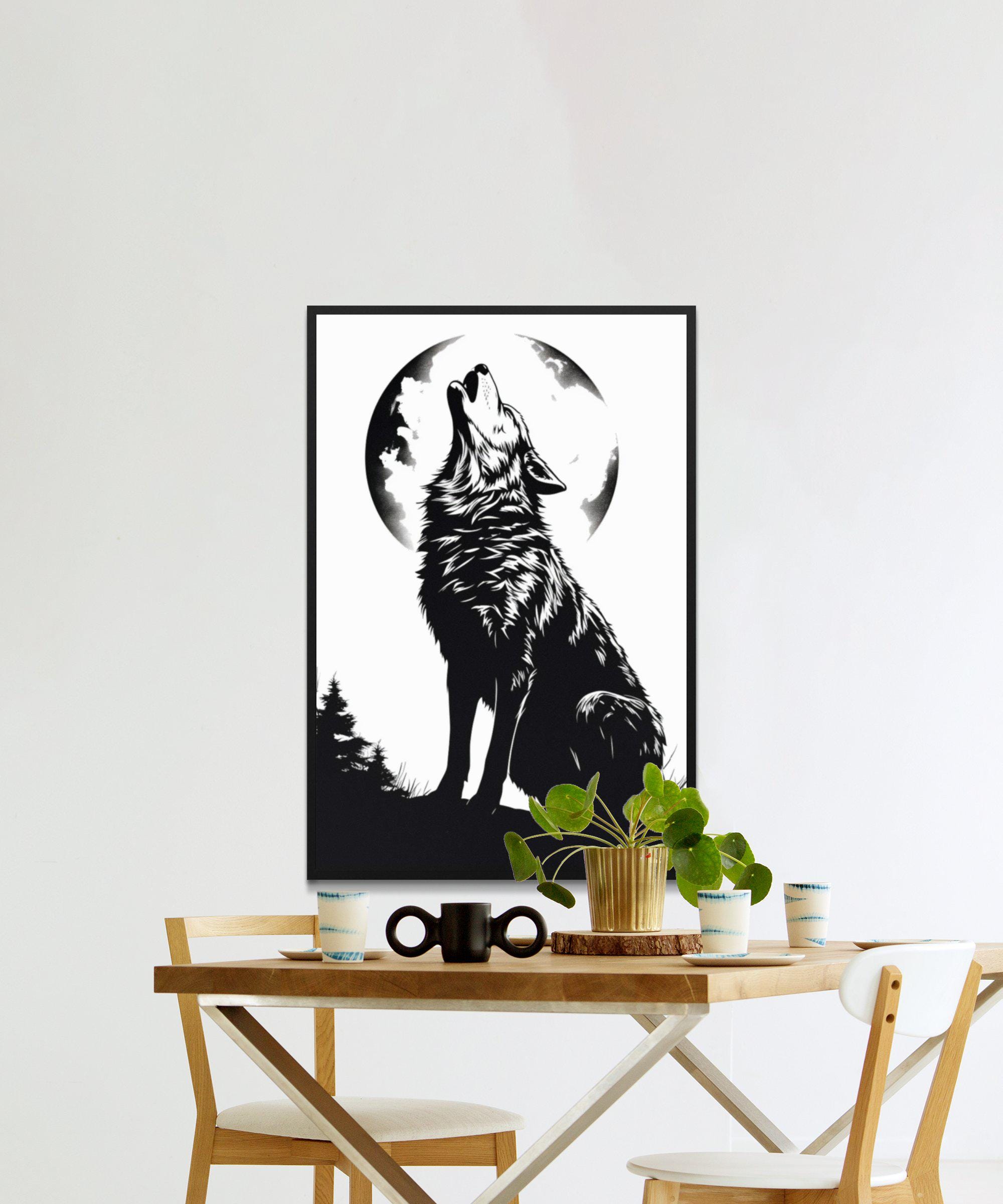 Wolf Howling at Moon Digital Print, Printable Wall Art, Wildlife Art ...