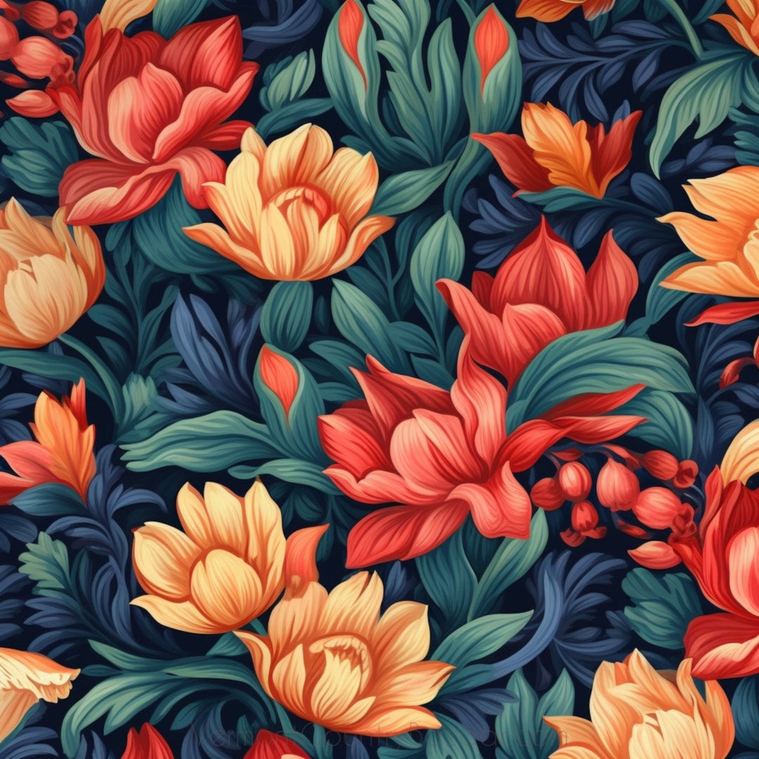 Floral Fusion, AI Digital Image, Art Download, Tshirts, Art Prints - Etsy