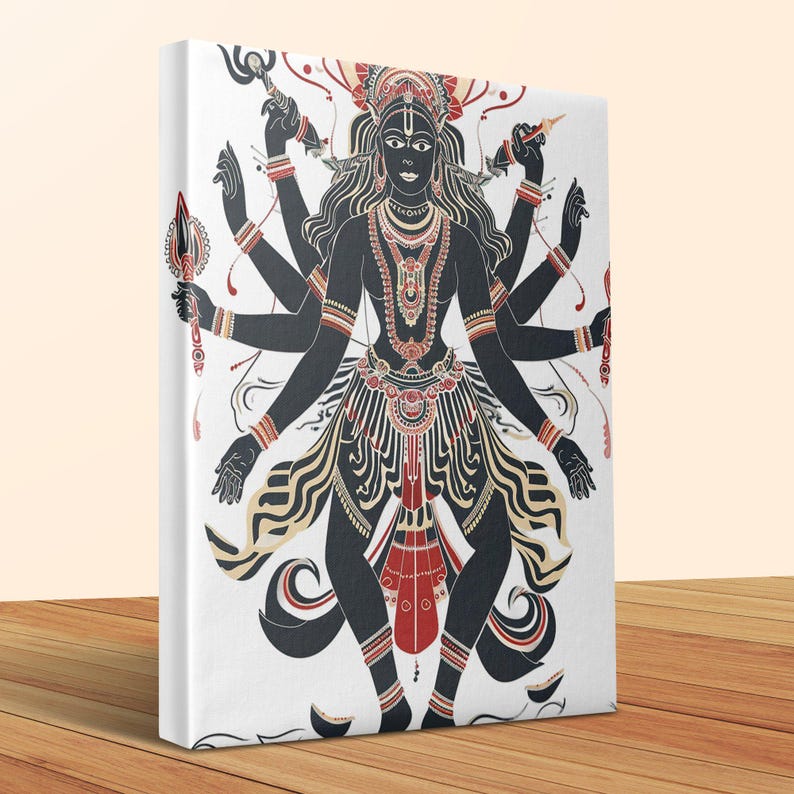 Goddess Kali Digital Art Print, Hindu Goddess Wall Decor, Spiritual ...