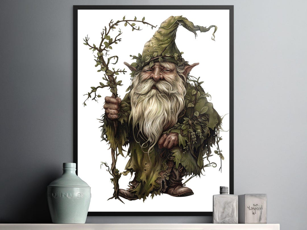 Enchanted Forest Wizard Digital Art, Whimsical Wizard Illustration ...