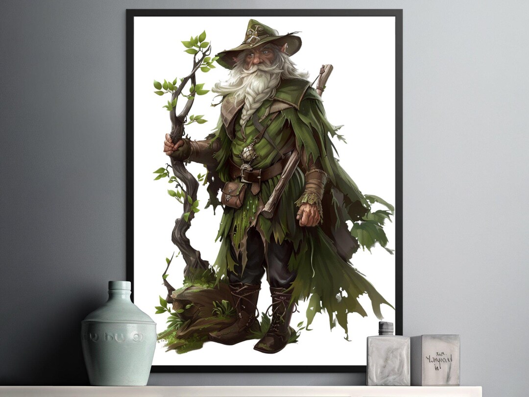 Digital Artwork of Fantasy Forest Wizard, Magical Nature Sorcerer ...