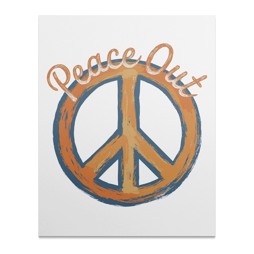 Peace Out Sign Digital Download, Vintage Style Peace Symbol Art, Retro ...