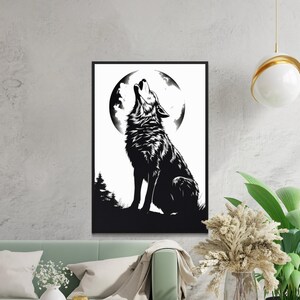 Wolf Howling at Moon Digital Print, Printable Wall Art, Wildlife Art ...