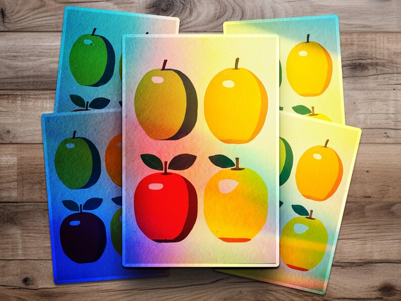 Pop Art Fruit Digital Download, Modern Fruit Wall Art, Colorful Apple ...