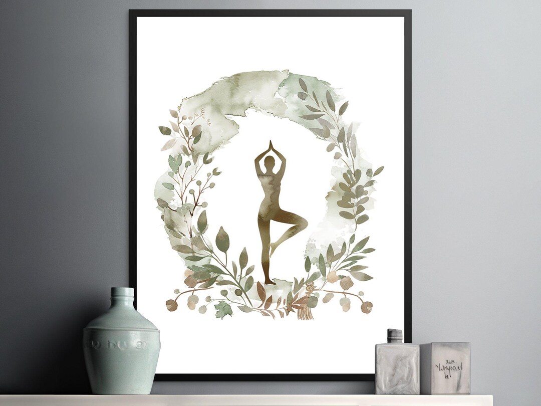 Yoga Pose Art Print, Botanical Yoga Decor, Digital Download Yoga Poster ...