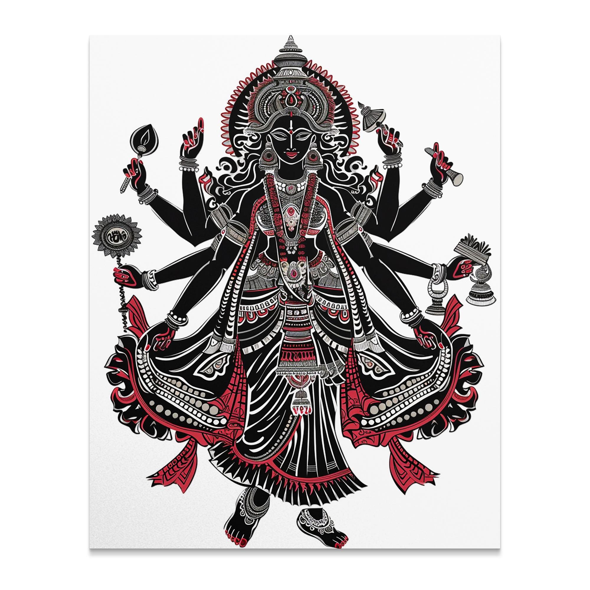 Goddess Kali Digital Art Print, Hindu Goddess Illustration, Divine ...