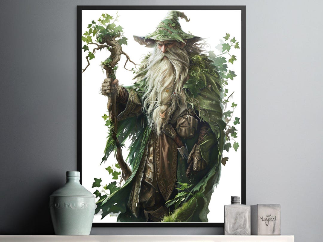 Wizard Art Print Forest Mage Digital Download Fantasy Illustration ...