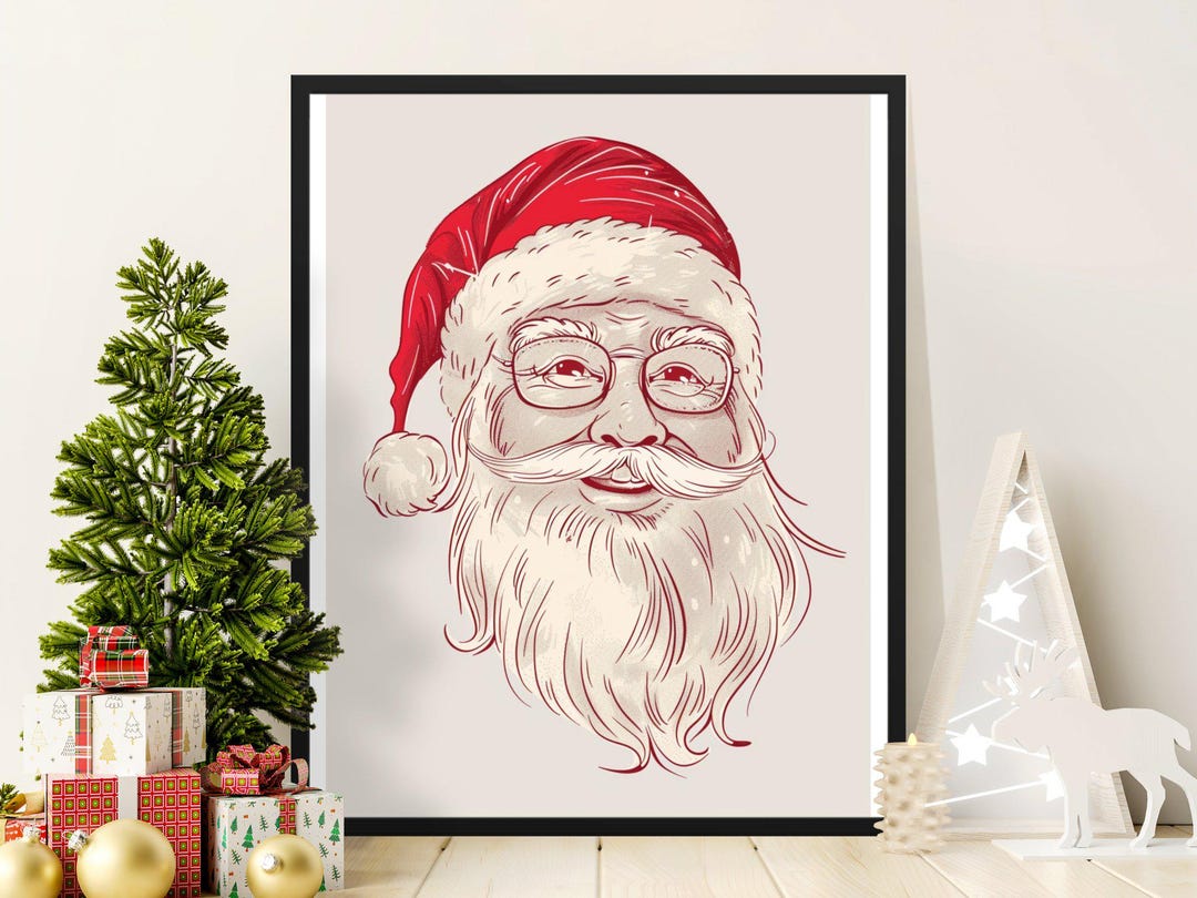 Vintage Inspired Santa Svg, Christmas Clipart, Santa Claus Illustration ...
