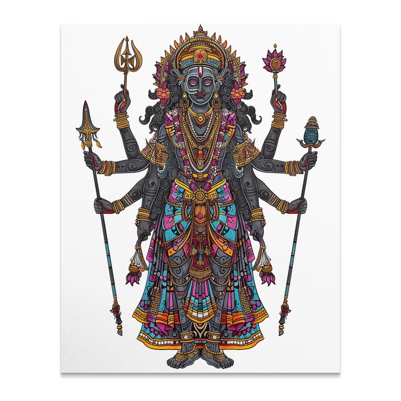 Goddess Kali Digital Art, Hindu Goddess Print, Spiritual Wall Decor ...