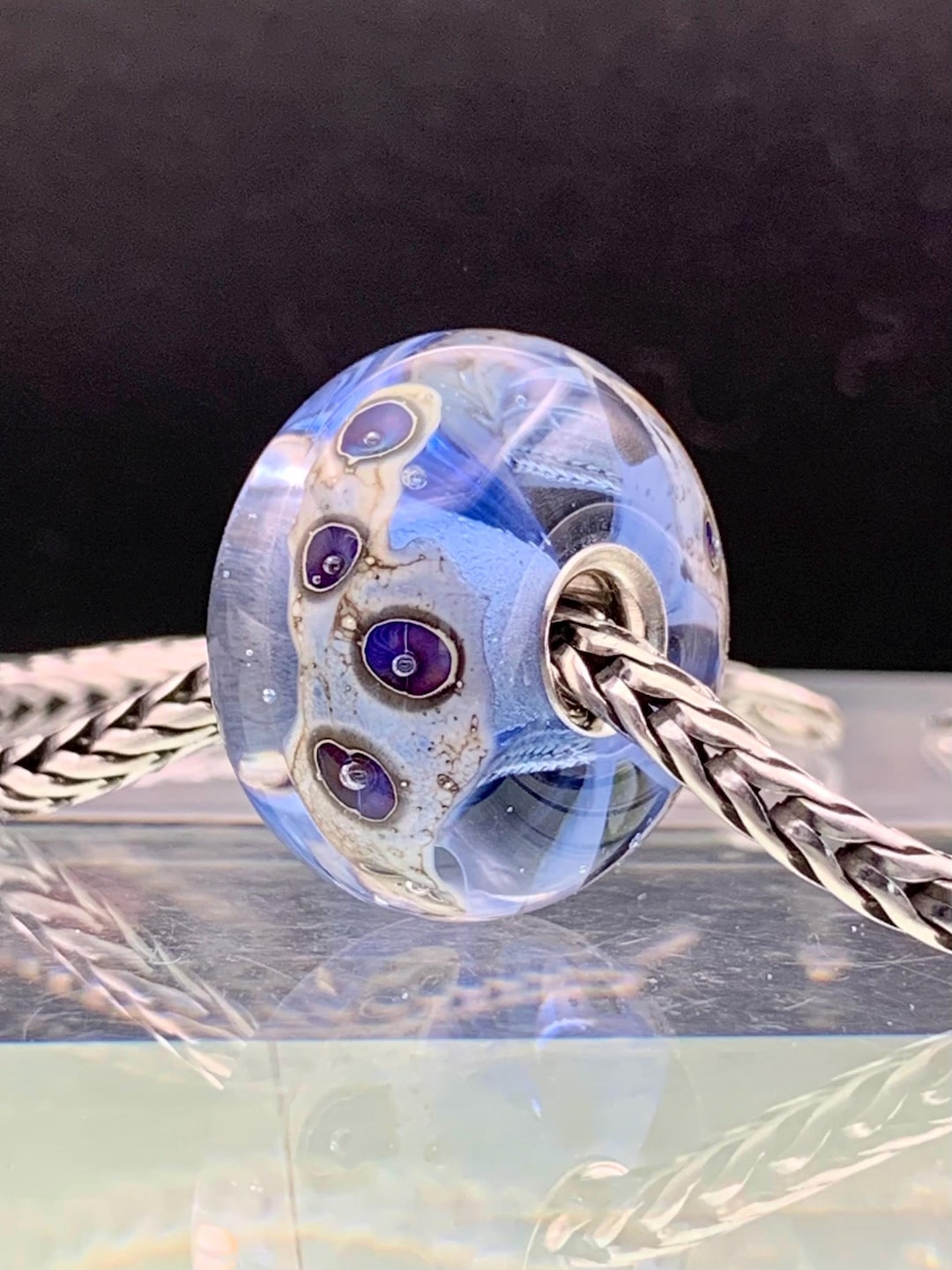 Large Lampwork Glass Big Hole European Bracelet Charm Bead Sterling ...