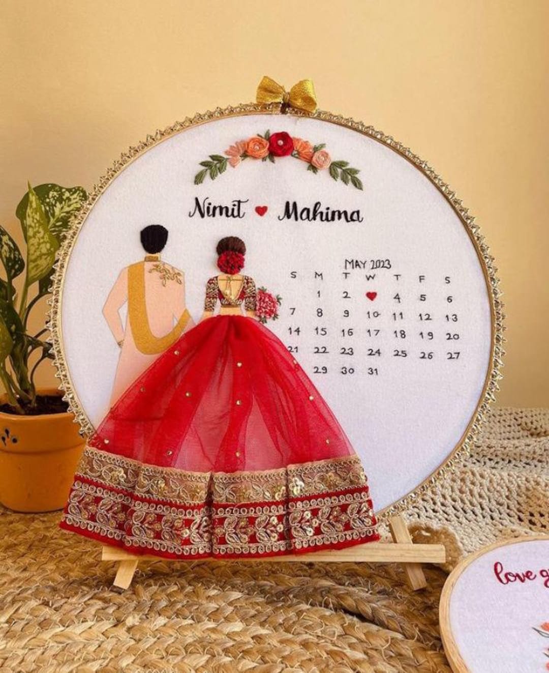 Handmade Customize Couple Embroidery Wedding Hoop for Gift Hanging ...