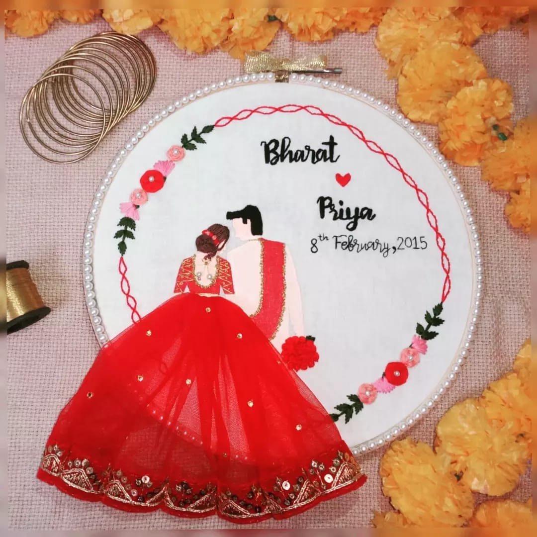 Handmade Customize Couple Embroidery Wedding Hoop for Gift Hanging ...