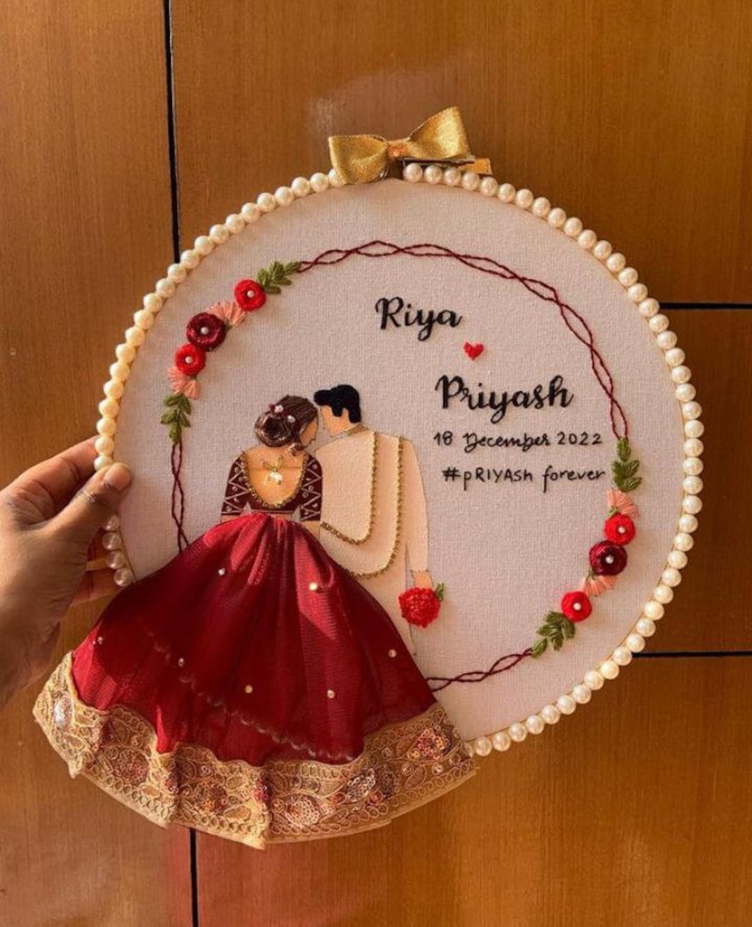 Handmade Customize Couple Embroidery Wedding Hoop for Gift Hanging ...
