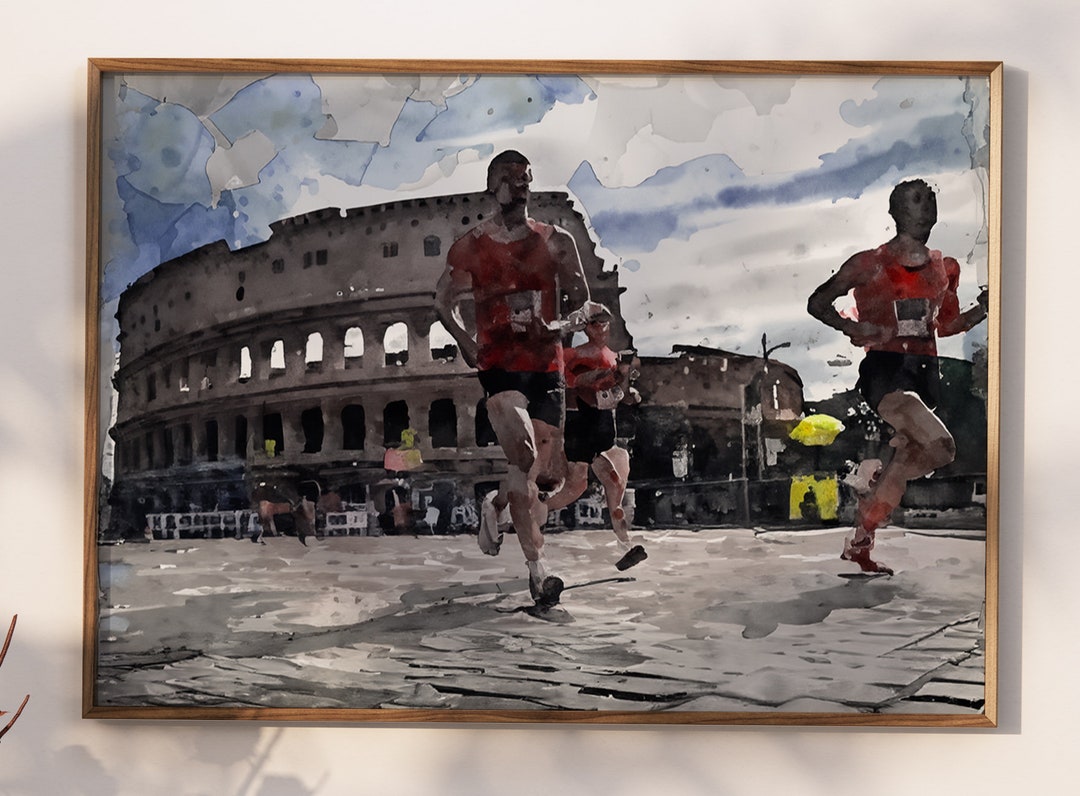Rome Marathon Poster 4 Canvas Watercolor Oil Print Rome Marathon Wall ...