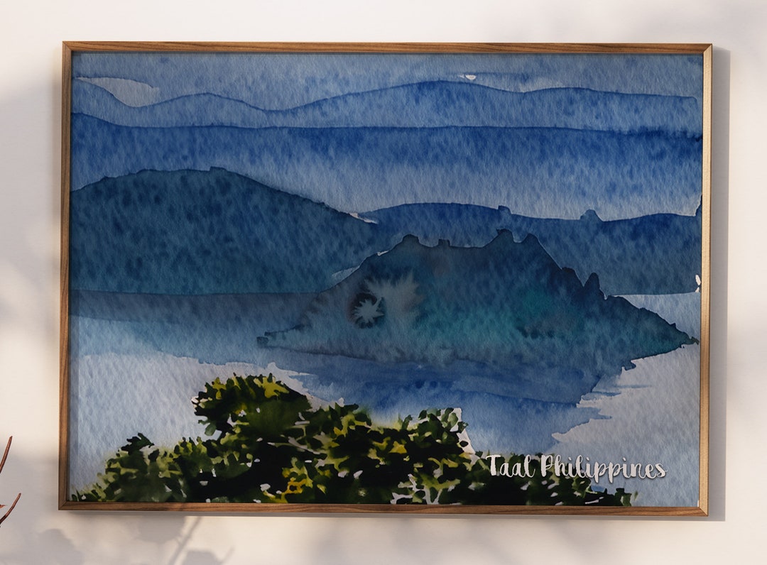 Taal Volcano Philippines Poster 2 Canvas Watercolor Oil Print Wall Art ...