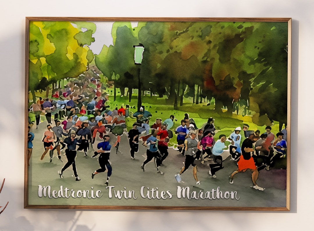 Medtronic Twin Cities Marathon Poster 2 Canvas Watercolor Oil Print ...