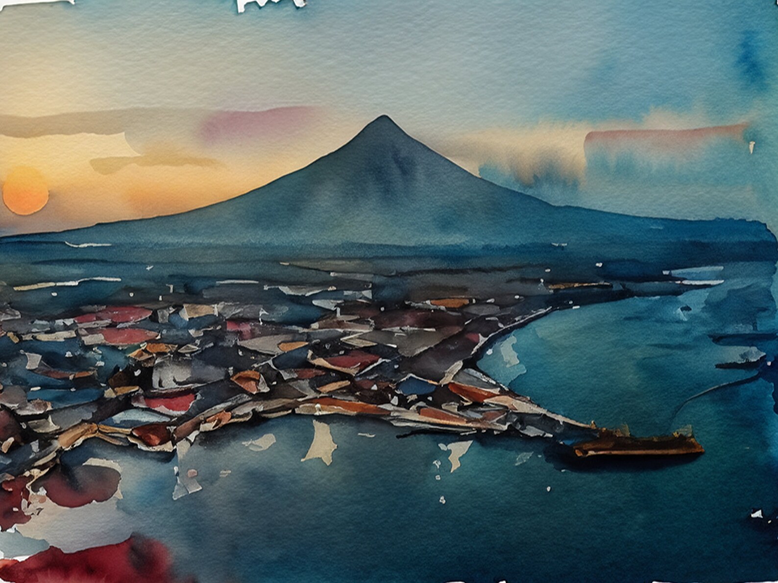 Mayon Volcano Philippines Poster 2 Canvas Watercolor Oil Print Mayon ...