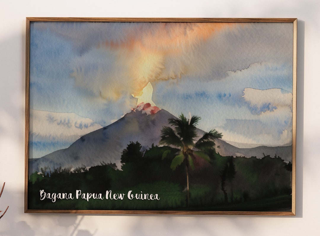 Bagana Volcano Papua New Guinea Poster 2 Canvas Watercolor Oil Print ...