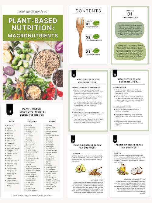 Downloadable Quick Guide to Plant-based Nutrition: Macronutrient - Etsy
