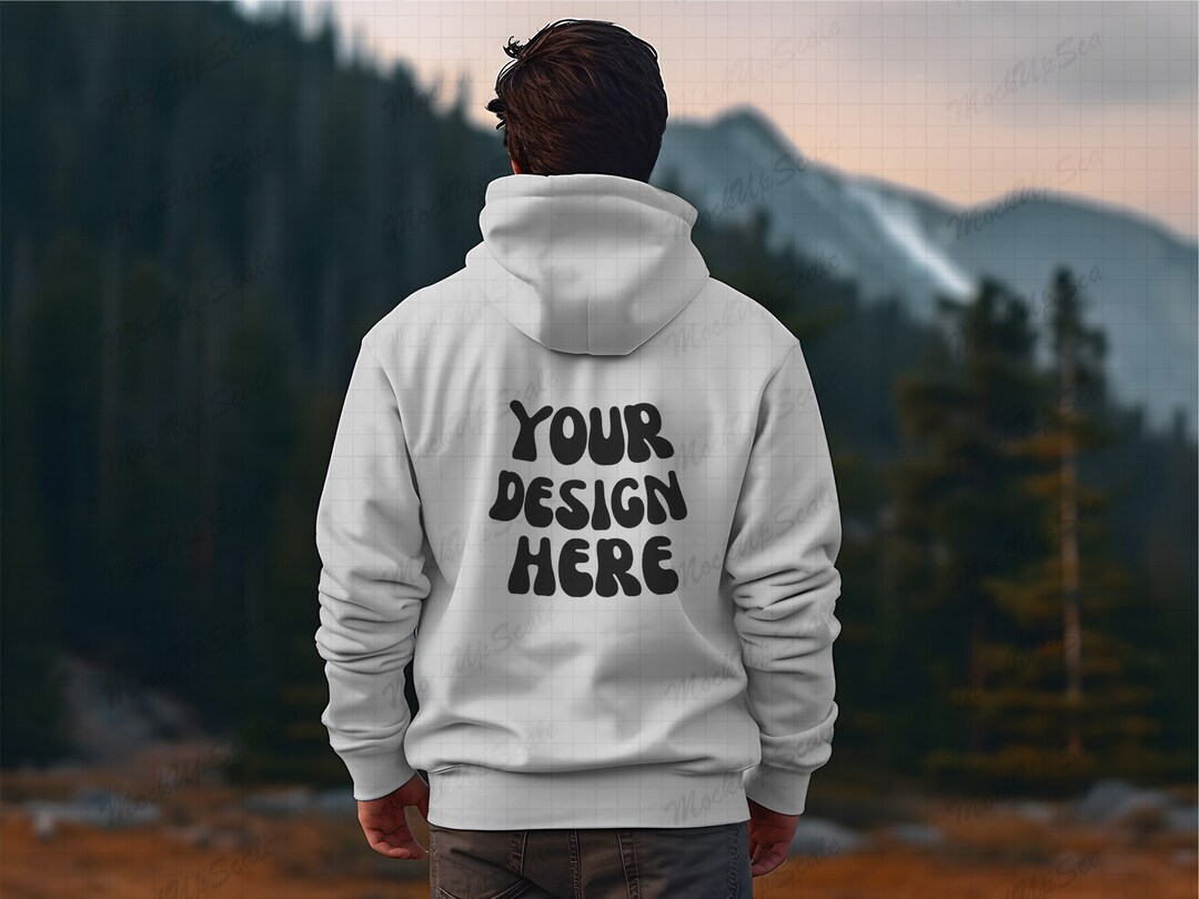 Male Ash Hoodie Back Mockup | Ash Gildan 18500 18600 Back Mockups ...