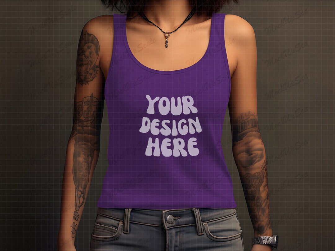 Female Solid Purple Rush Tank Top Mockup Solid Purple Rush - Etsy
