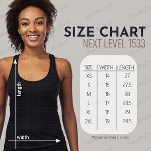 Next Level 1533 Size Chart for Woman Women's Racerback Tank Top Size ...