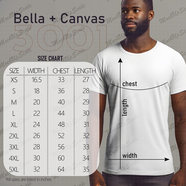 Male Bella Size Chart - Etsy