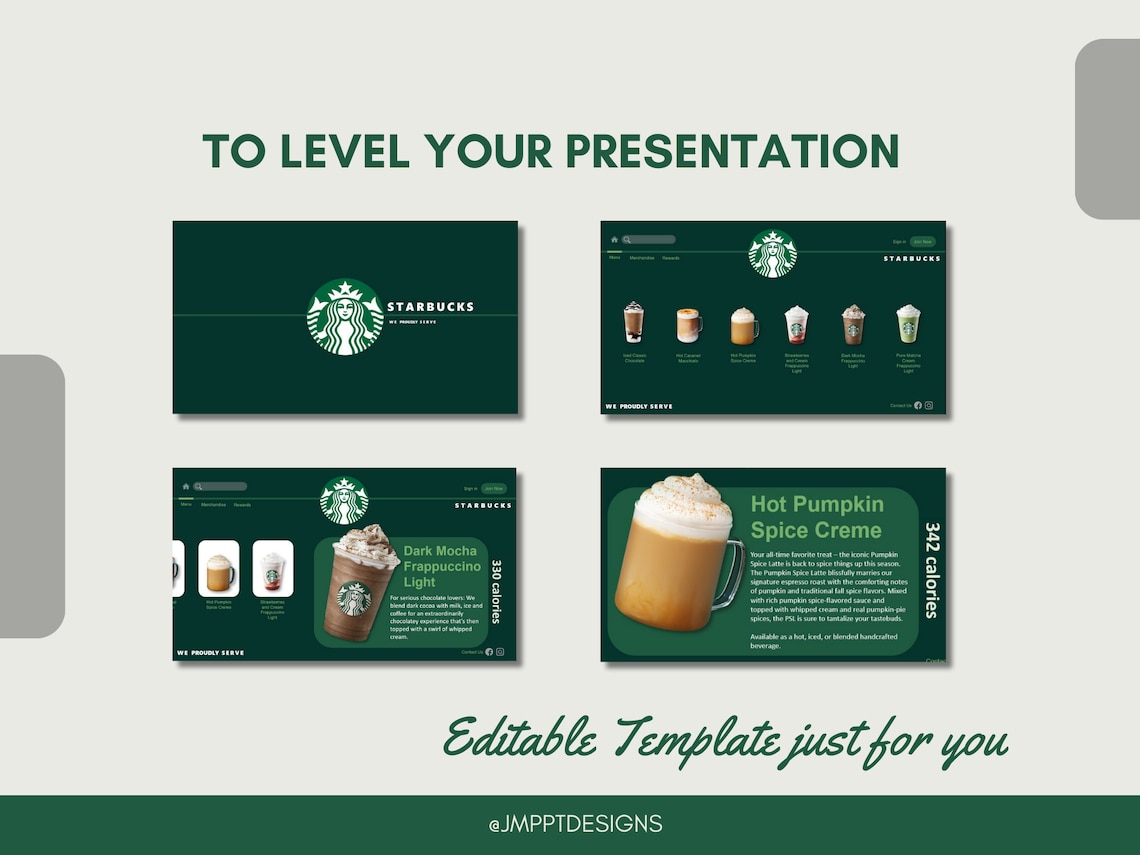 Starbucks Inspired Product Presentation Powerpoint Templates - Editable ...