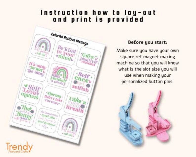 Positivity Square Badge or Magnet Templates – Editable Digital Files ...