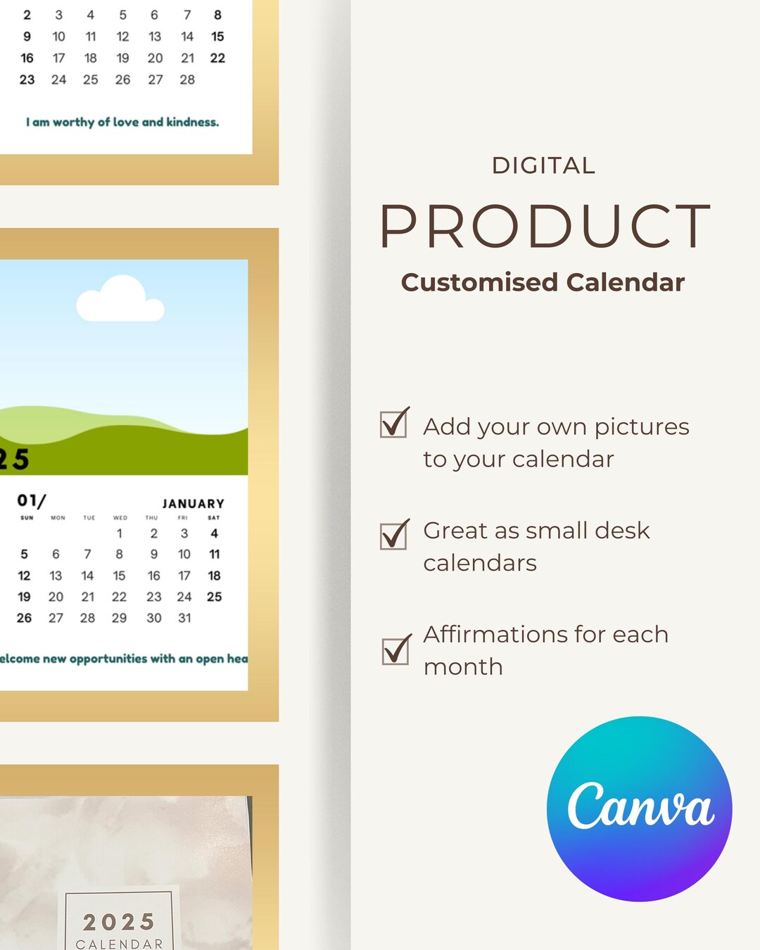 Customizable Digital Calendar Template | Canva Editable Calendar for ...