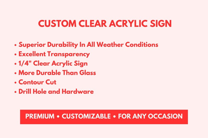 Custom Clear Acrylic Sign - Stunning Personalized Designs From 6" to 46 ...