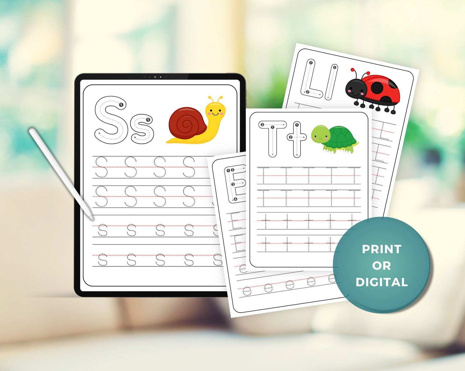 Alphabet Tracing Worksheet Letters Handwriting Early Learning Preschool ...