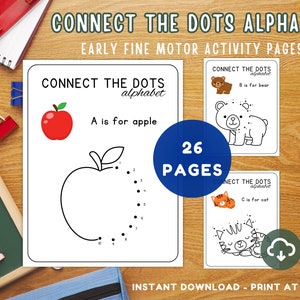 Alphabet Connect the Dots Worksheet | Early Learning (PDF Pattern) - Etsy