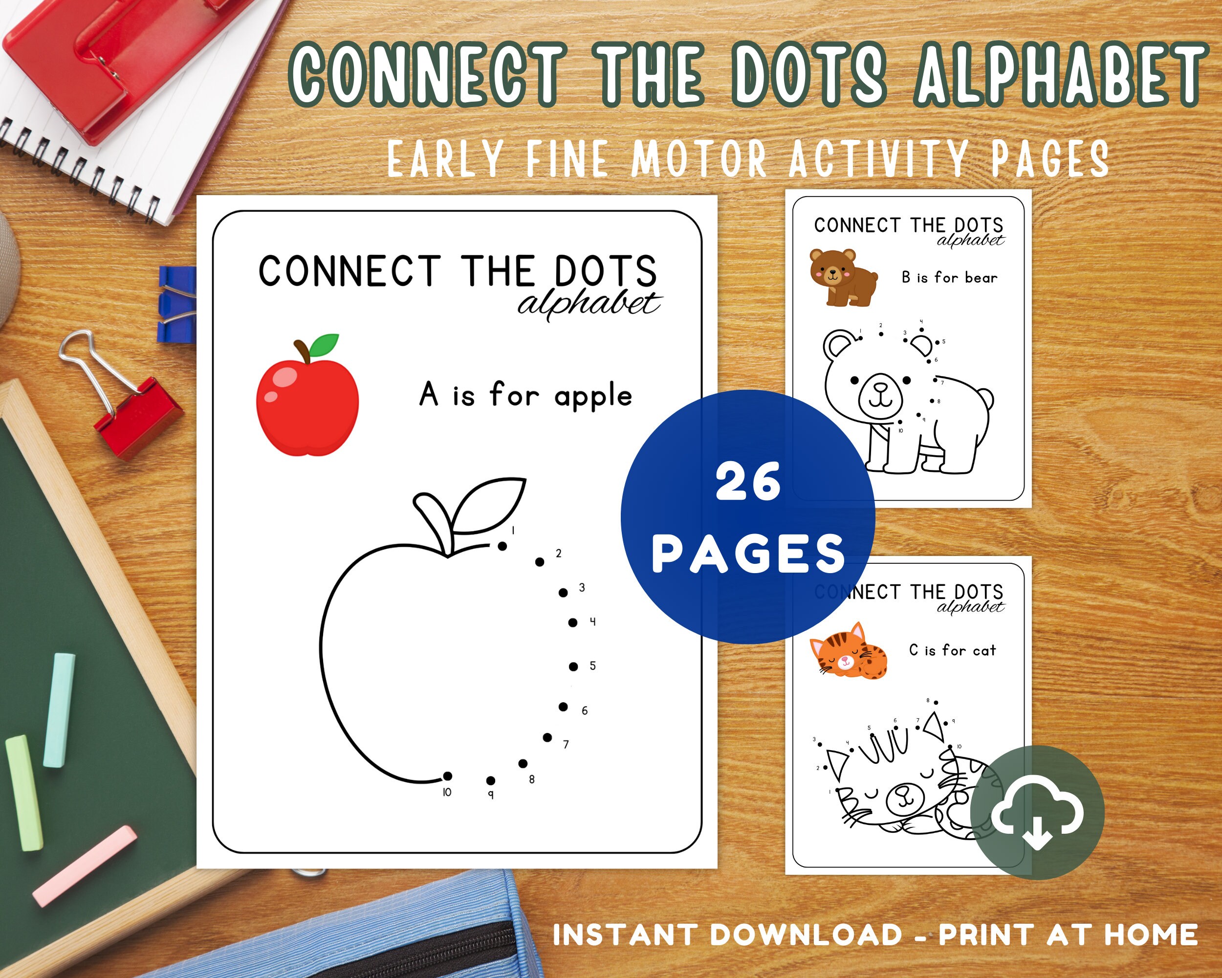 Connect the Dots Alphabet Worksheet Letters Early Learning Preschool ...