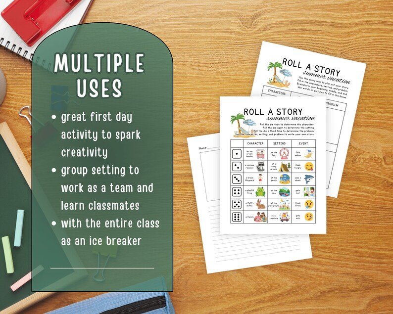 Roll a Story Summer Vacation | Stories | Creative Writing | Writing ...