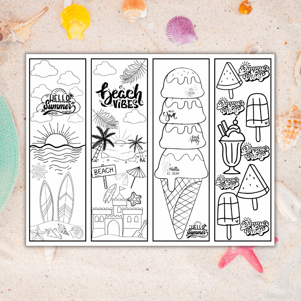 Summer Bookmarks | Coloring | Summertime | Beach | Summer Reading ...