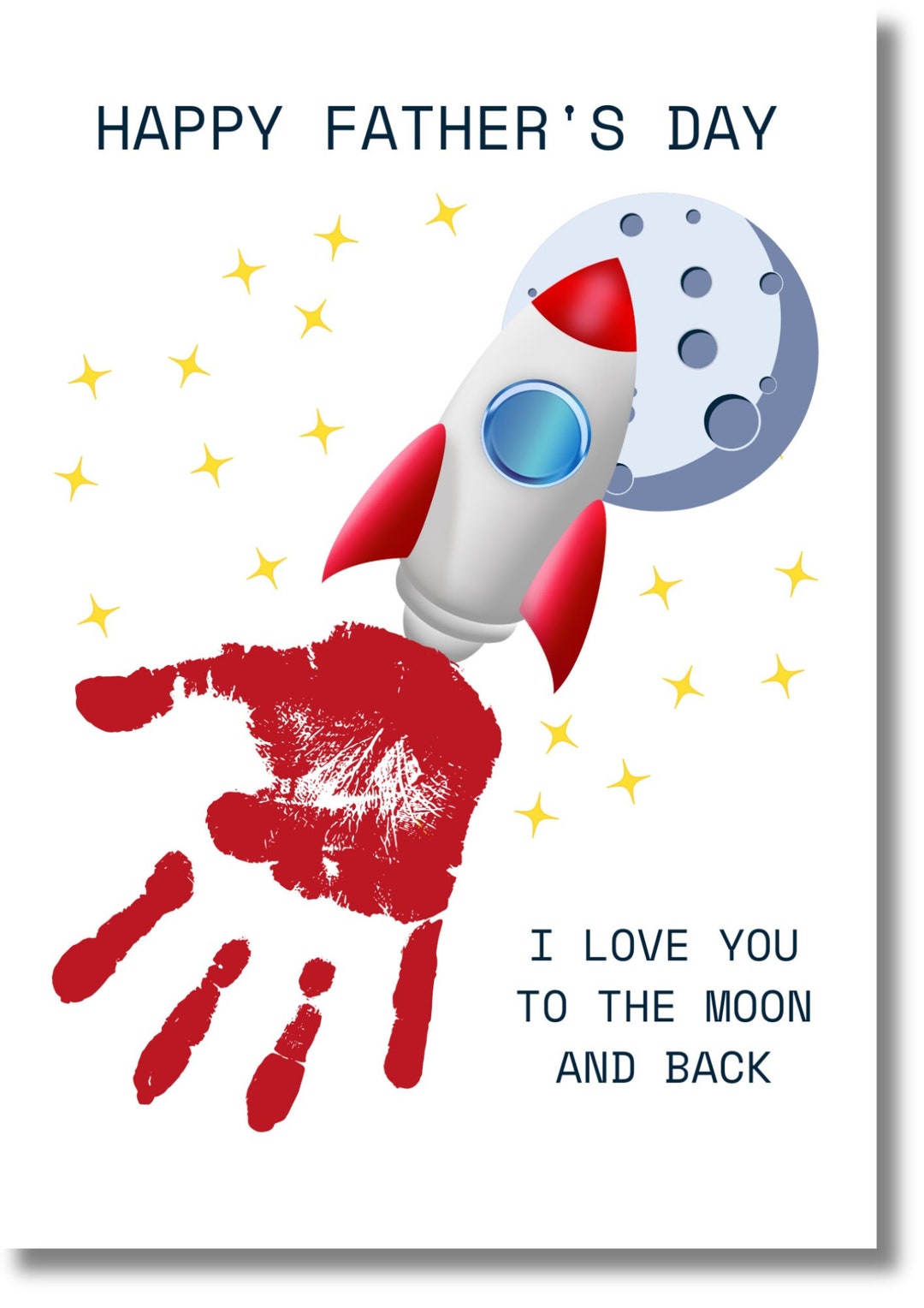 Father's Day Handprint Craft | Space Rocket Gift (instant Download) - Etsy