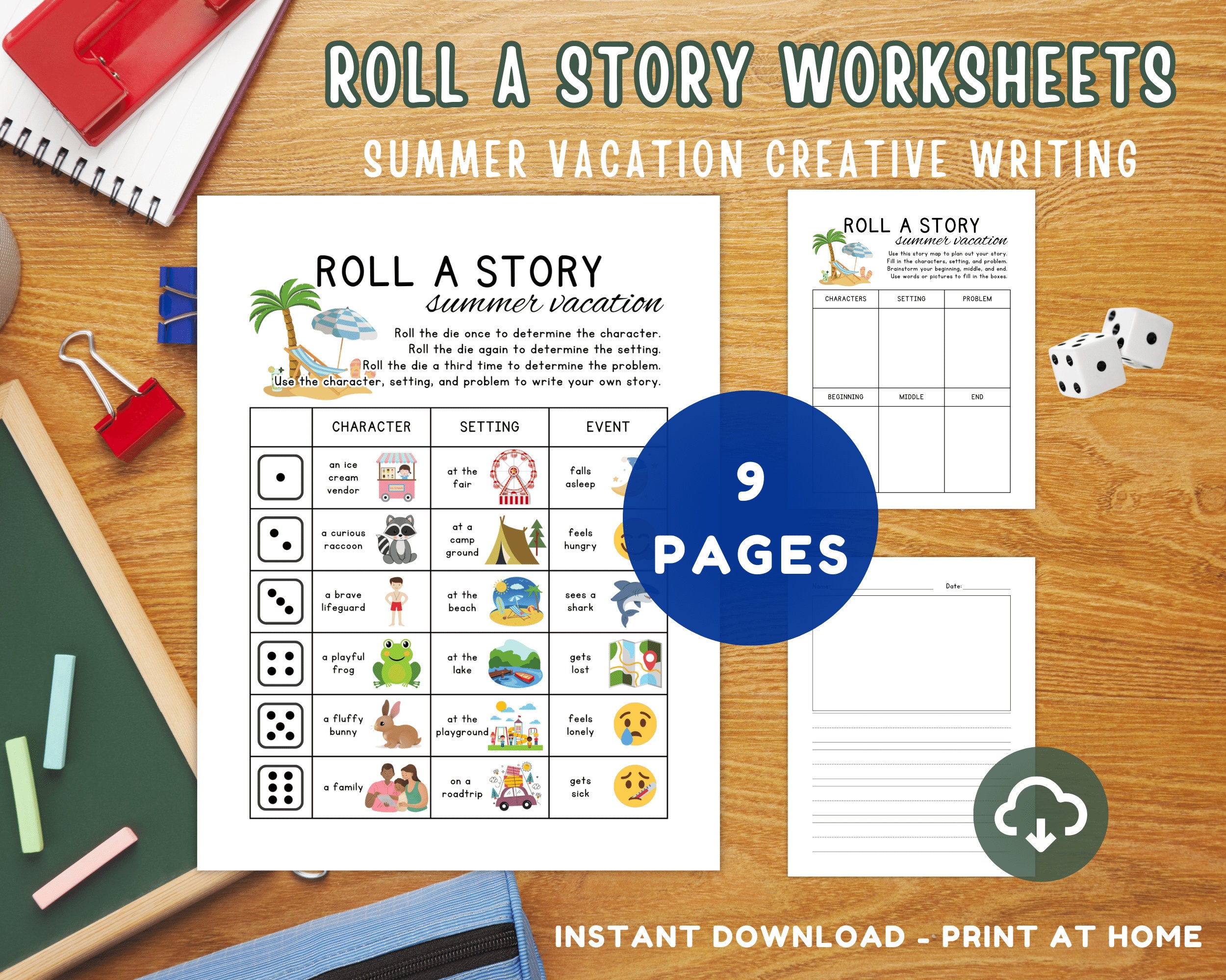 Roll a Story Summer Vacation | Stories | Creative Writing | Writing ...