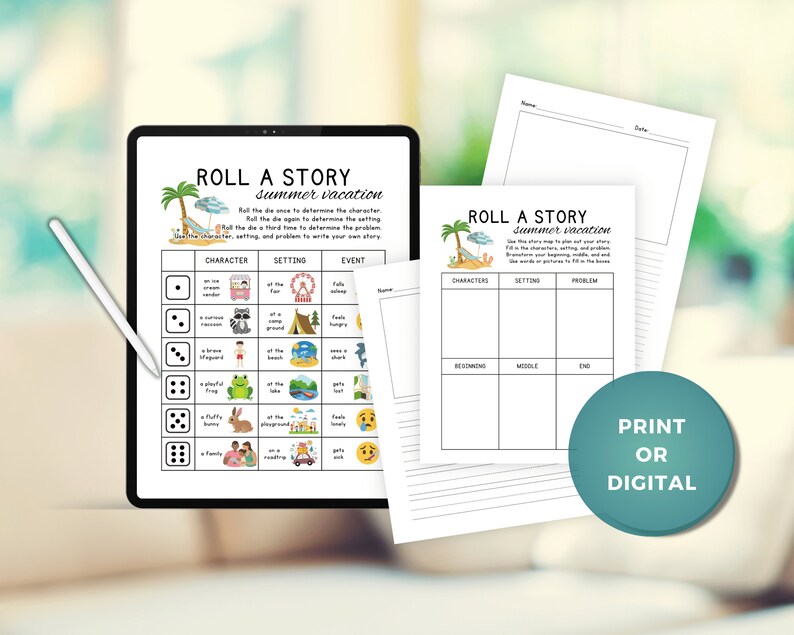 Roll a Story Summer Vacation | Stories | Creative Writing | Writing ...