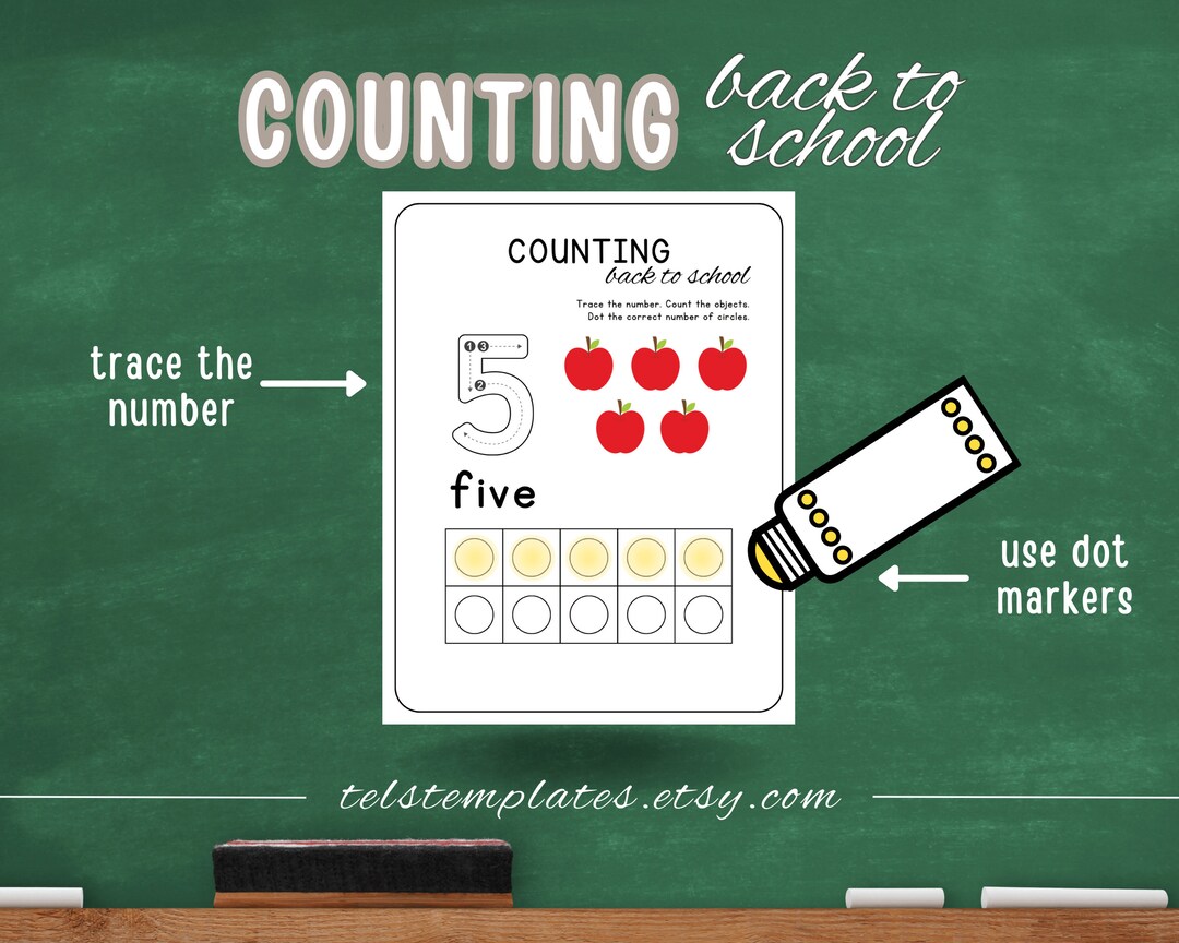 Back to School Counting Worksheet | Dot Marker Activity (printable) - Etsy