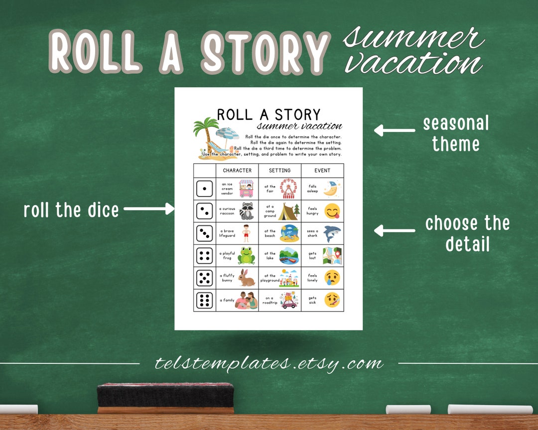 Roll a Story Summer Vacation | Stories | Creative Writing | Writing ...