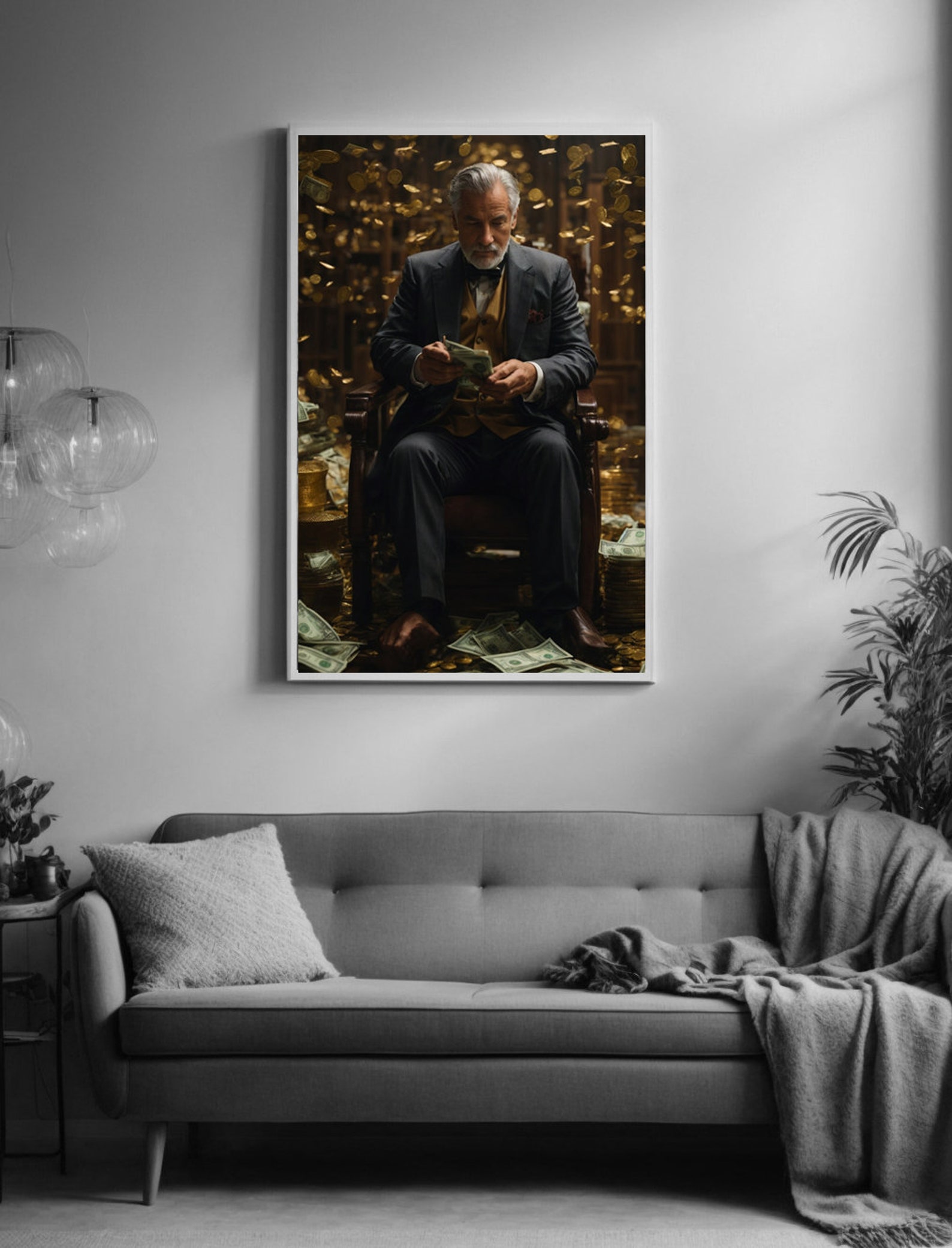 Success Poster for Motivation Art of Rich Man With Money Digital ...