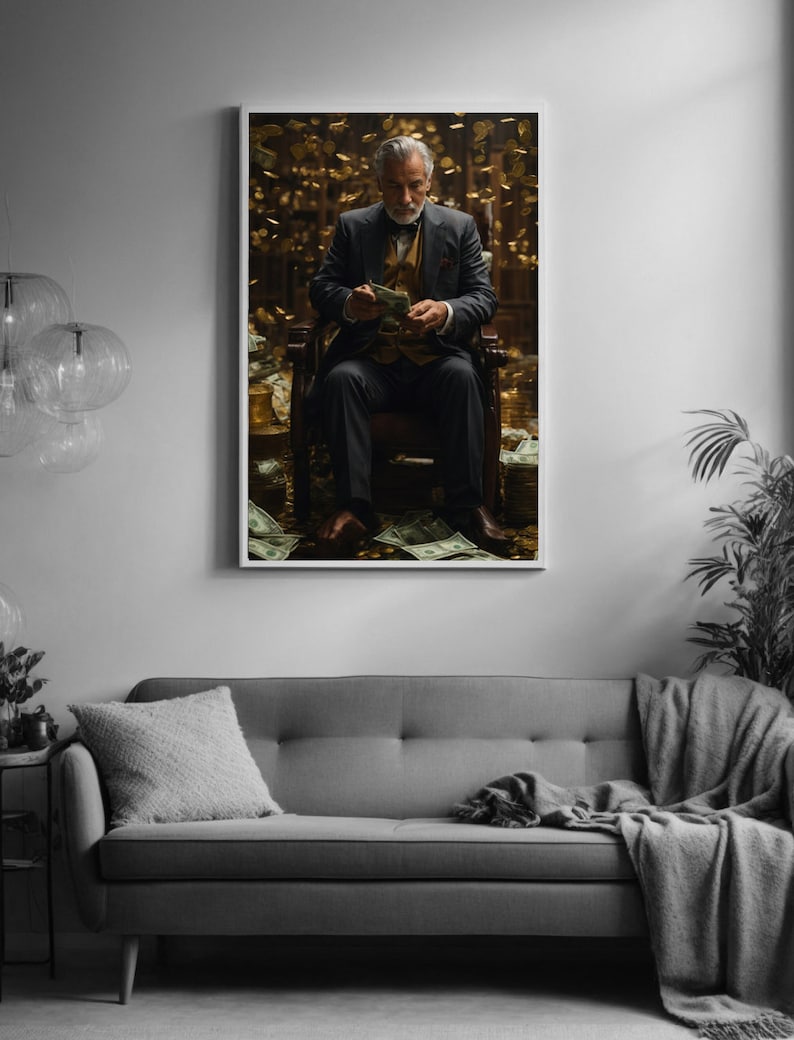 Success Poster for Motivation Art of Rich Man With Money Digital ...
