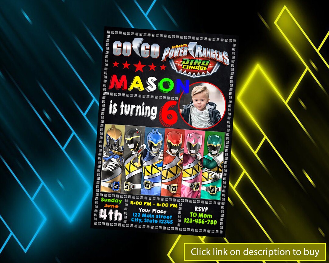 Power Rangers Birthday Invitation Power Rangers Invitation - Etsy