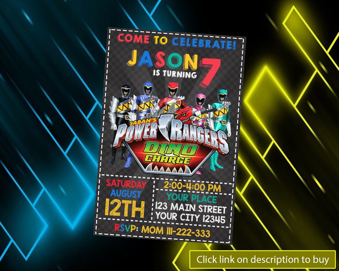 Power Rangers Birthday Invitation Power Rangers Invitation - Etsy