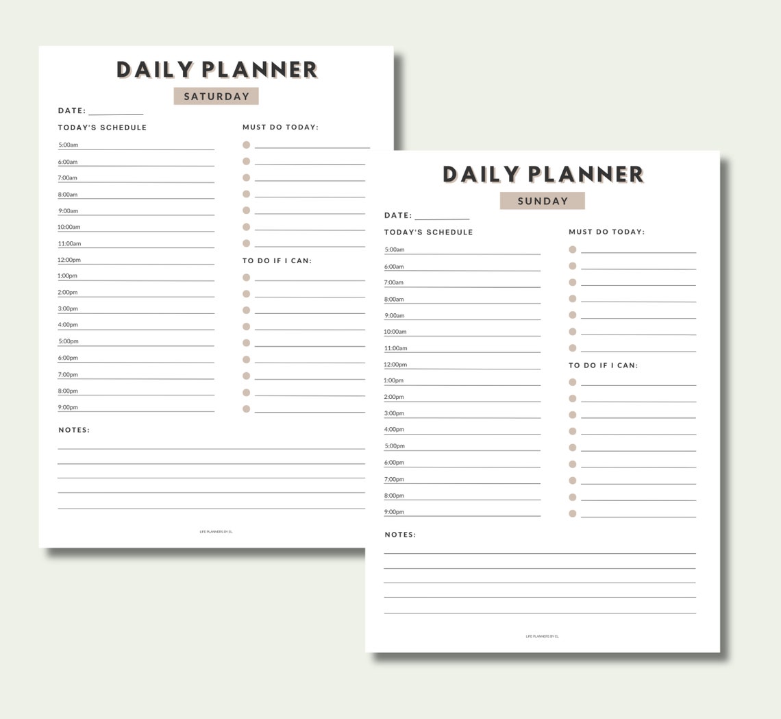 PRINTABLE DAILY PLANNER | Weekly Planner | 7 Day Planners | Printable ...