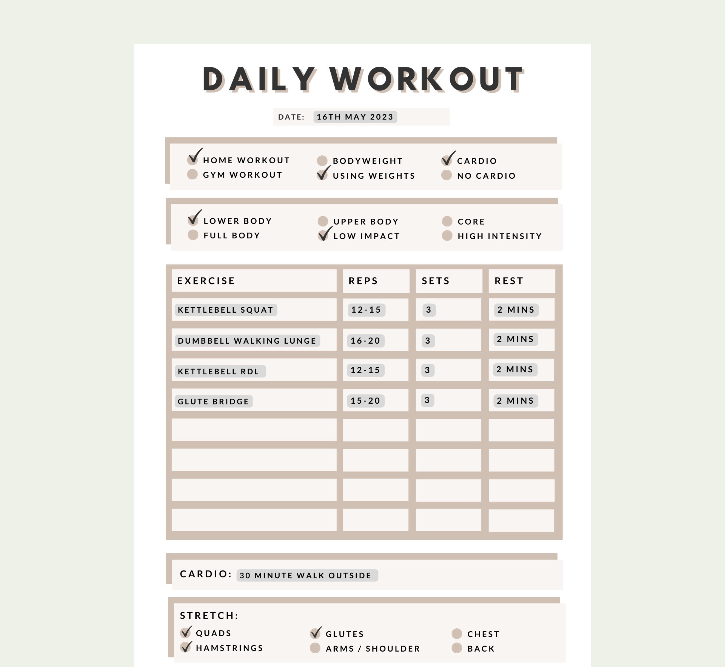 FITNESS PLANNER | Printable Workout Tracker | Exercise Tracker ...