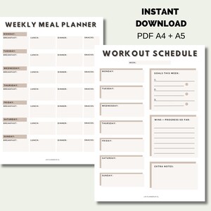FITNESS + MEAL Planner | Workout Tracker | Food Diary | Habit Tracker ...