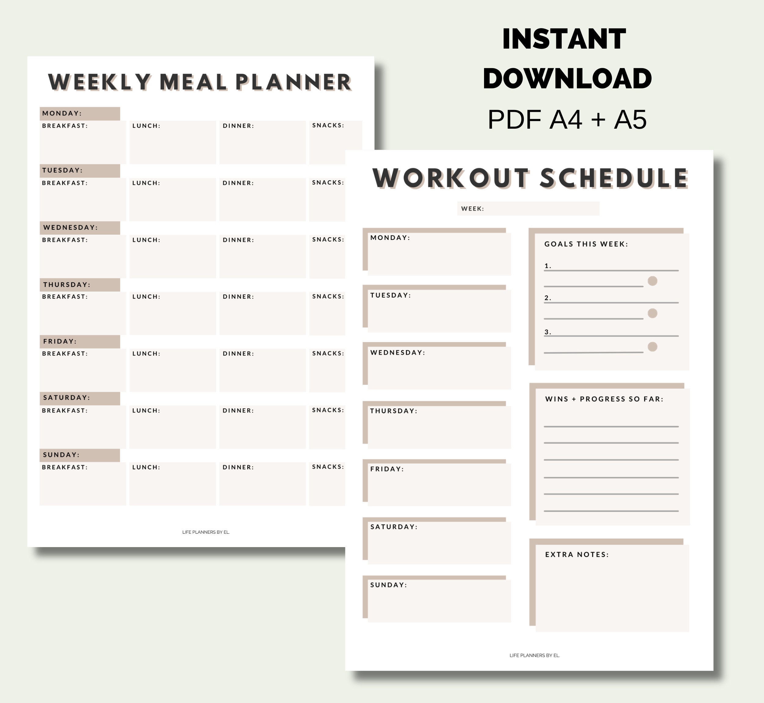 FITNESS + MEAL Planner | Workout Tracker | Food Diary | Habit Tracker ...